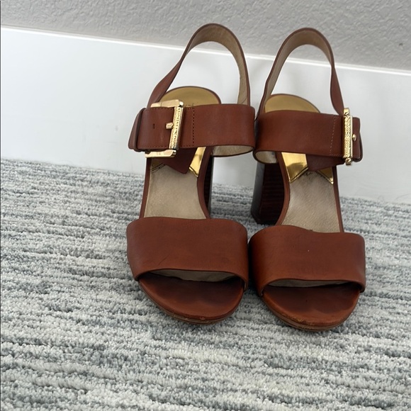 Michael Kors | Shoes | Michael Kors Leather Wood Block Heels | Poshmark